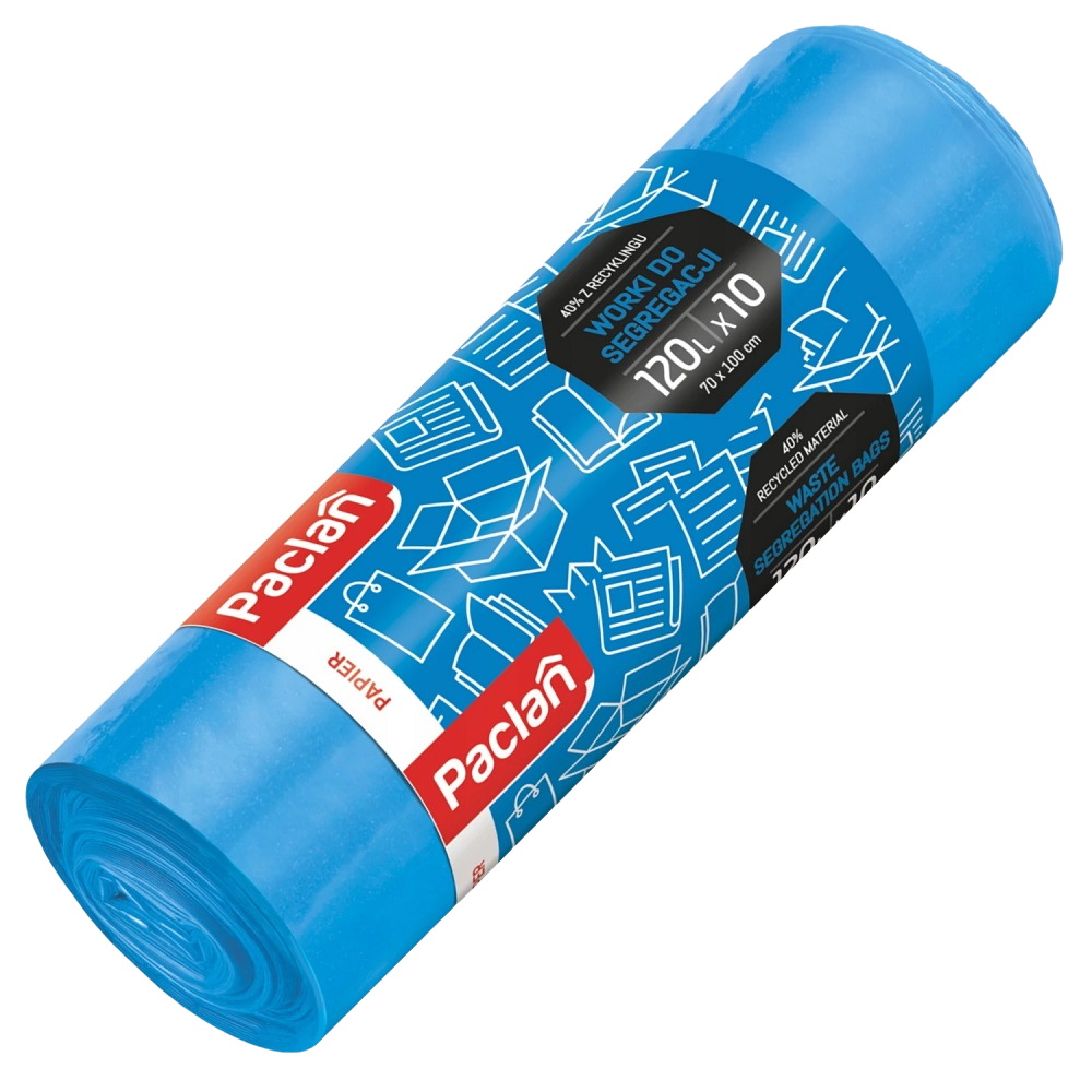 Paclan niebieskie worki na śmieci do segregacji papieru 120L 10 szt ...